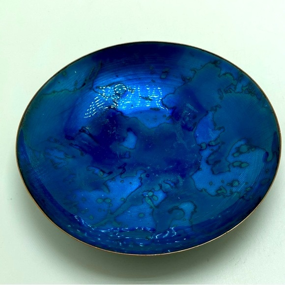 Accents | Mid Century Modern Blue Enamel On Copper Bowl | Poshmark